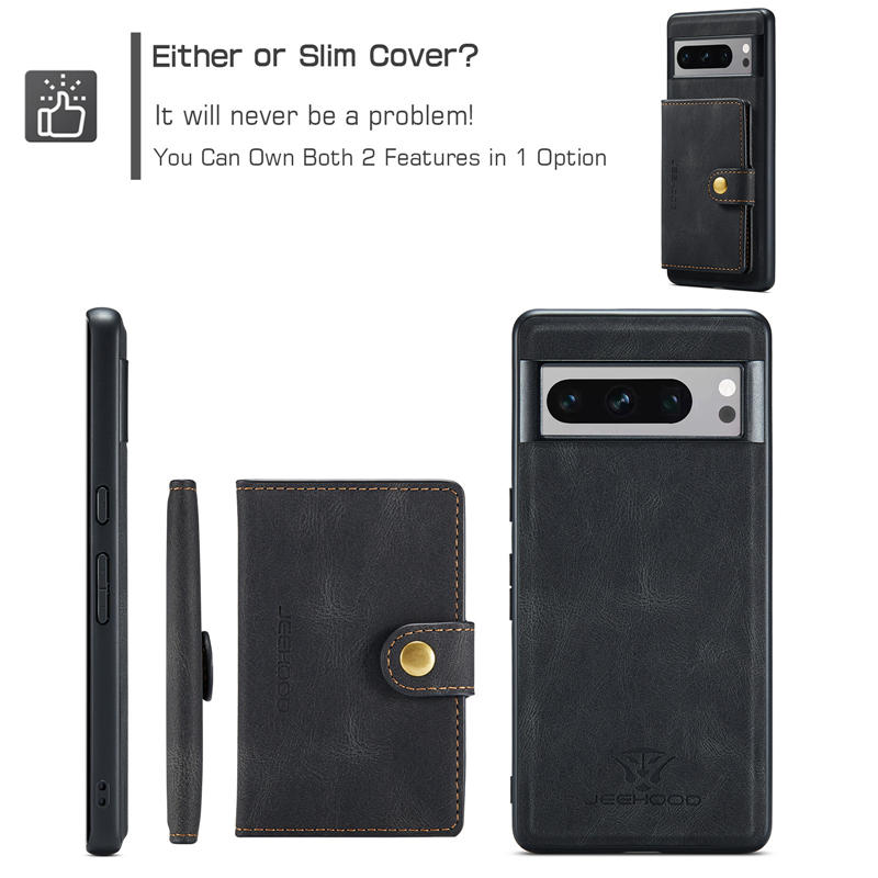 JEEHOOD Google Pixel 8 Pro 2-in-1 Magnetic Wallet Case